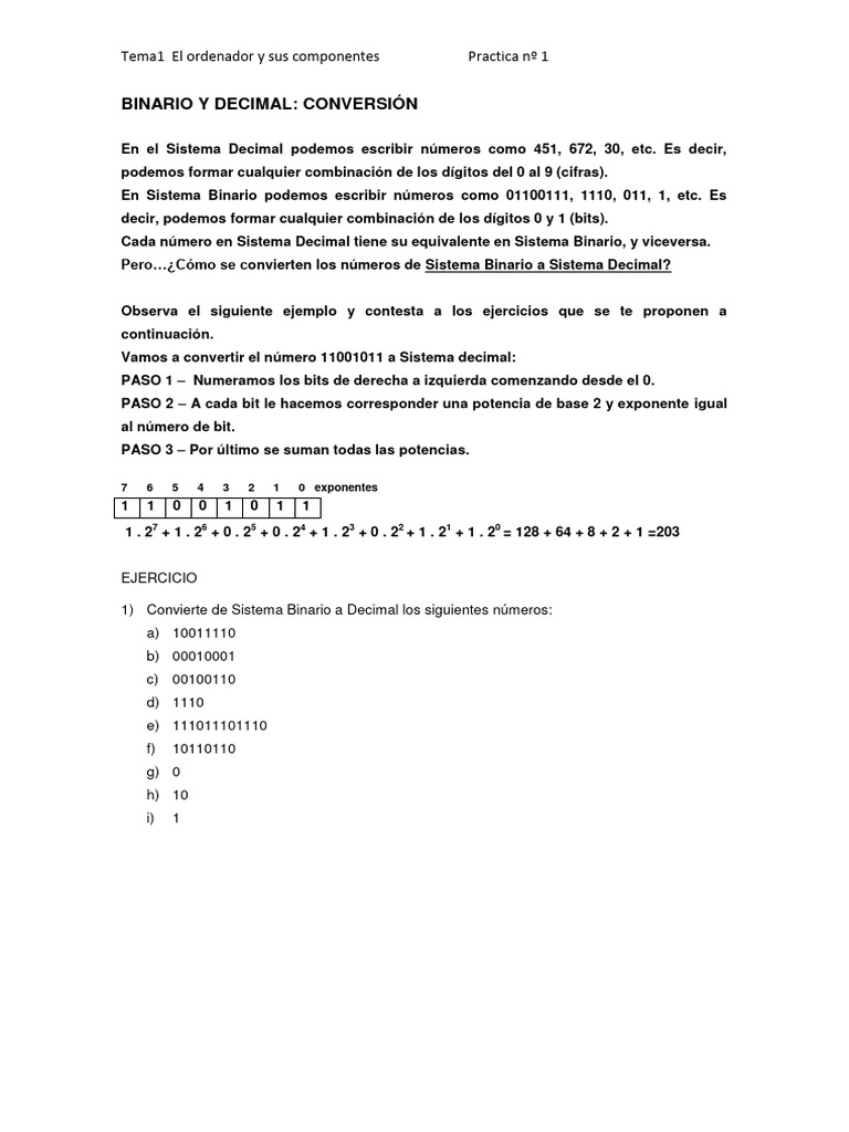 Conversión Binaria y Decimal | PDF | Matemática Elemental | Teoría de la computación