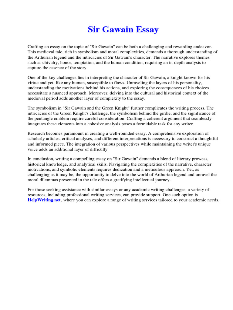 Sir Gawain Essay | PDF | Essays | Activism