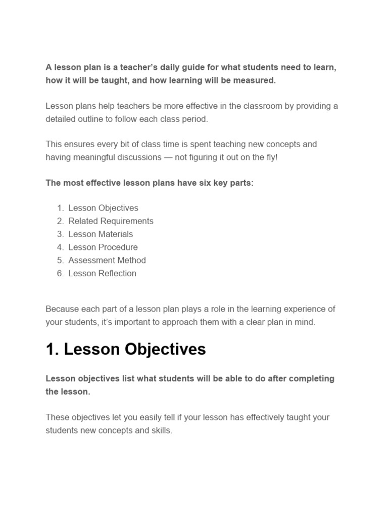 Essential Elements of Effective Lesson Plans | PDF | Lesson Plan ...