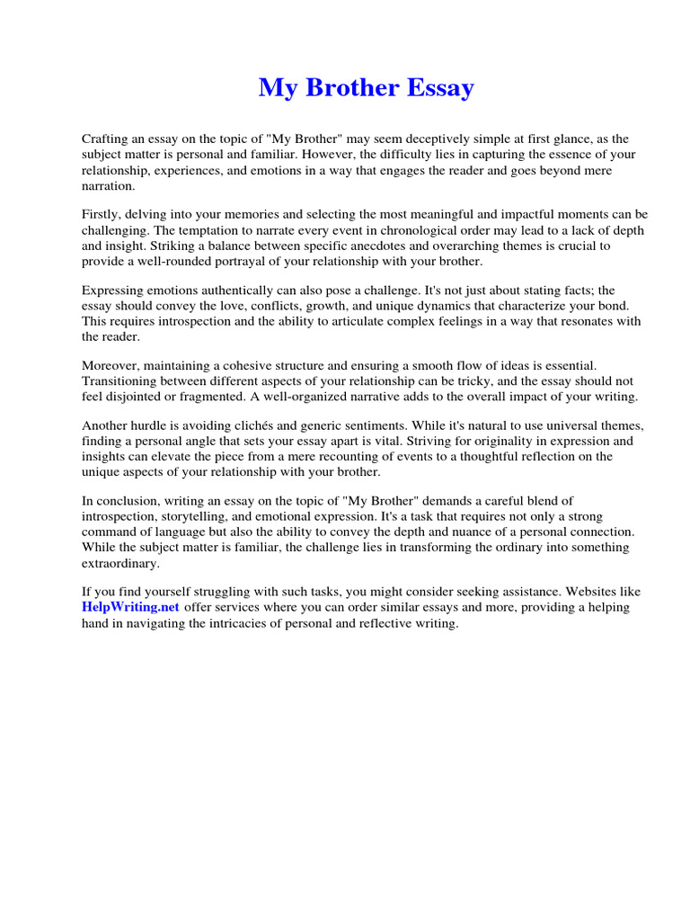 My Brother Essay | PDF | Carbon Sequestration | Climate Change Mitigation