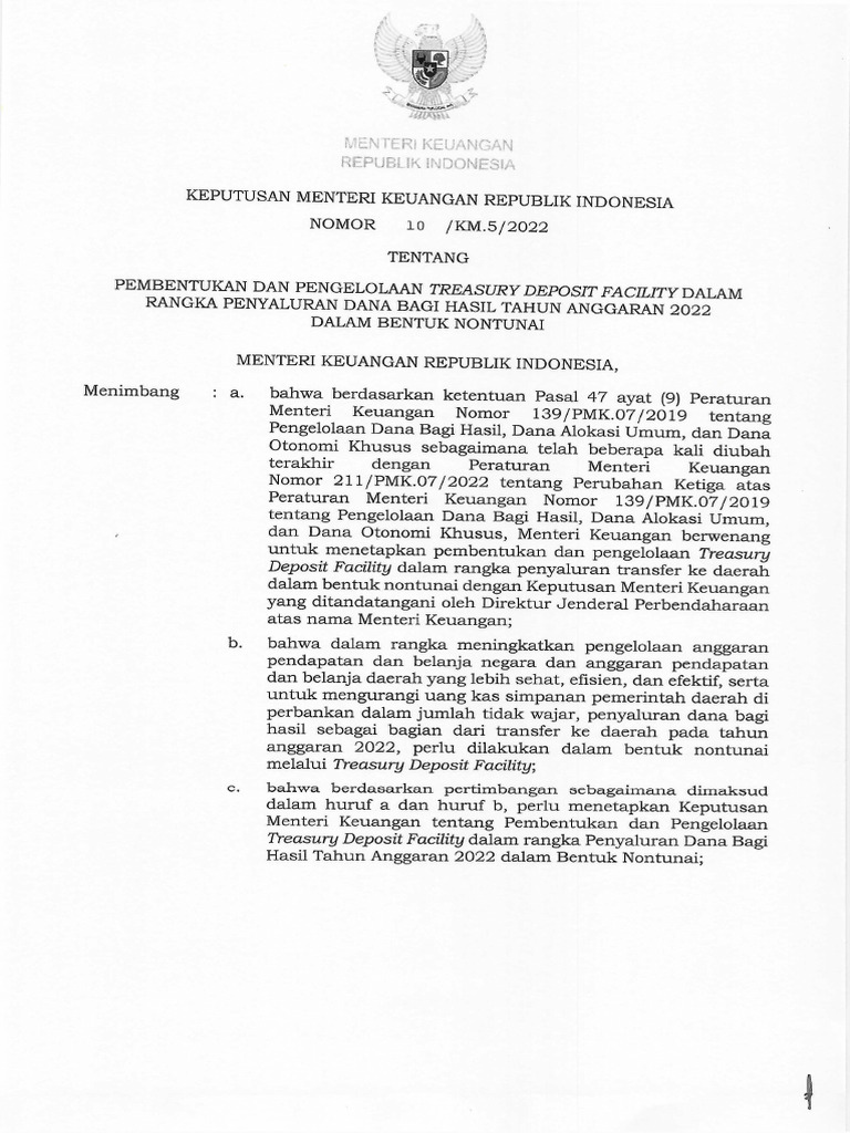 KMK 10 - KM.5 - 2022 Pembentukan Dan Pengelolaan TDF | PDF