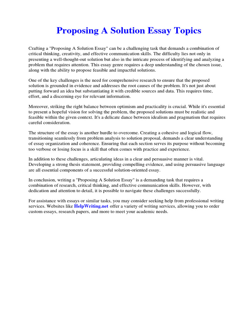 Proposing A Solution Essay Topics | PDF | Homosexuality | Lgbt