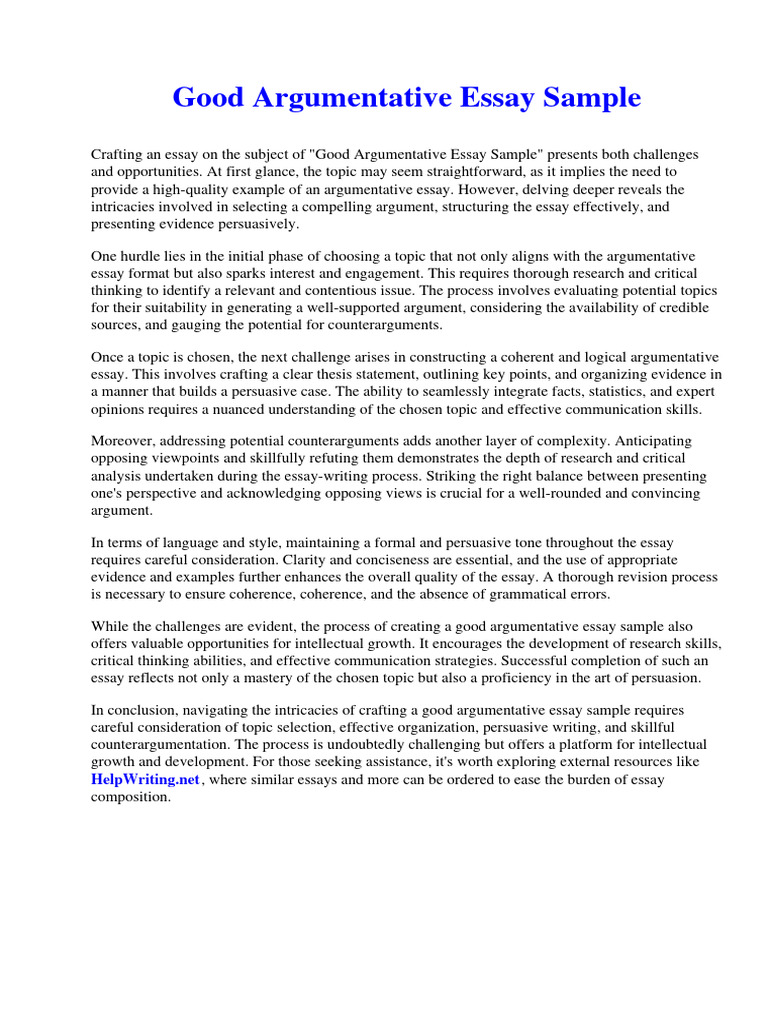 Good Argumentative Essay Sample | PDF | History