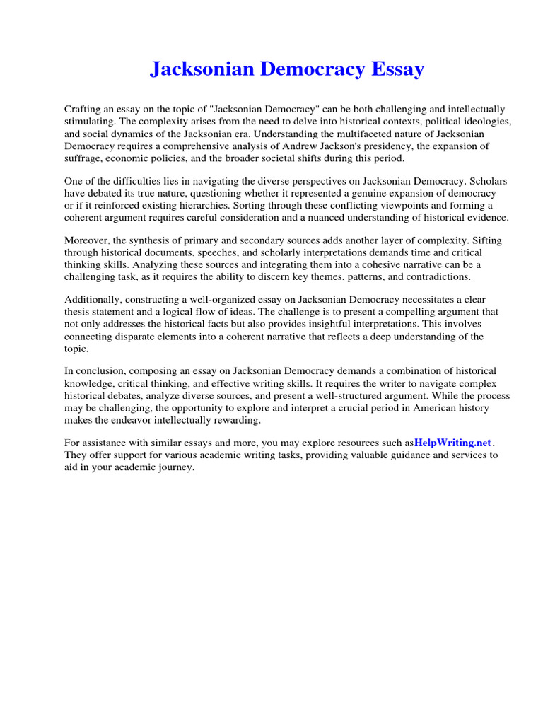 Jacksonian Democracy Essay | PDF | Knowledge | Essays