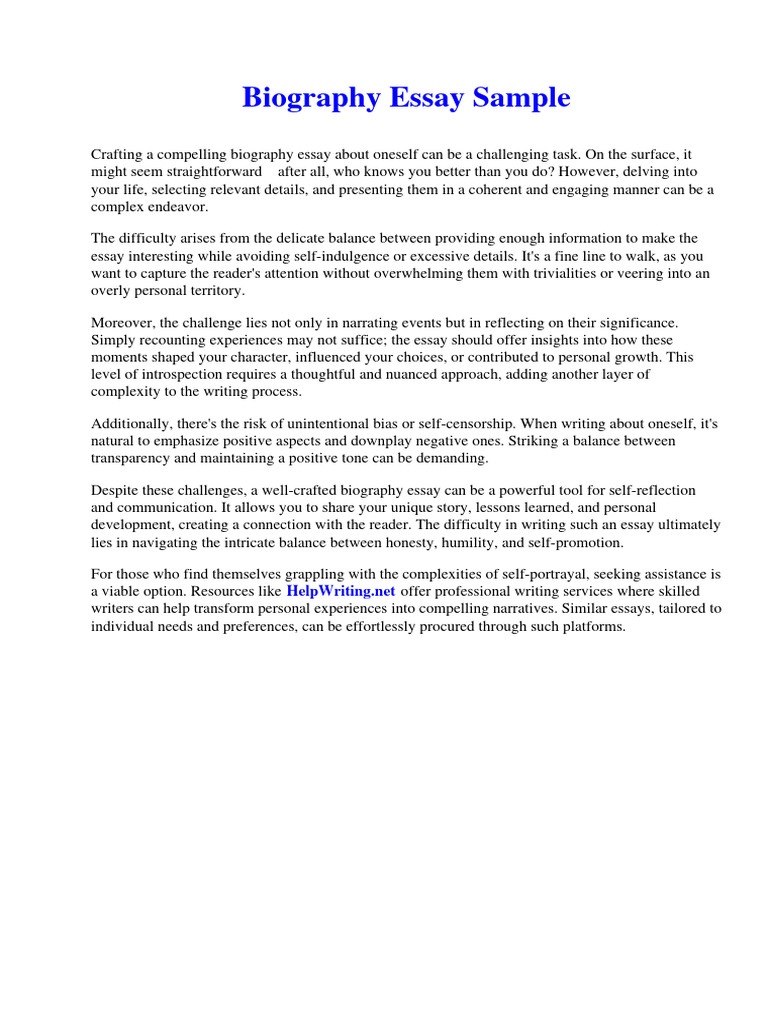 Biography Essay Sample | PDF