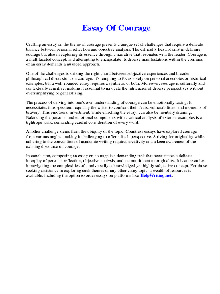 Essay of Courage | PDF | Essays | Courage