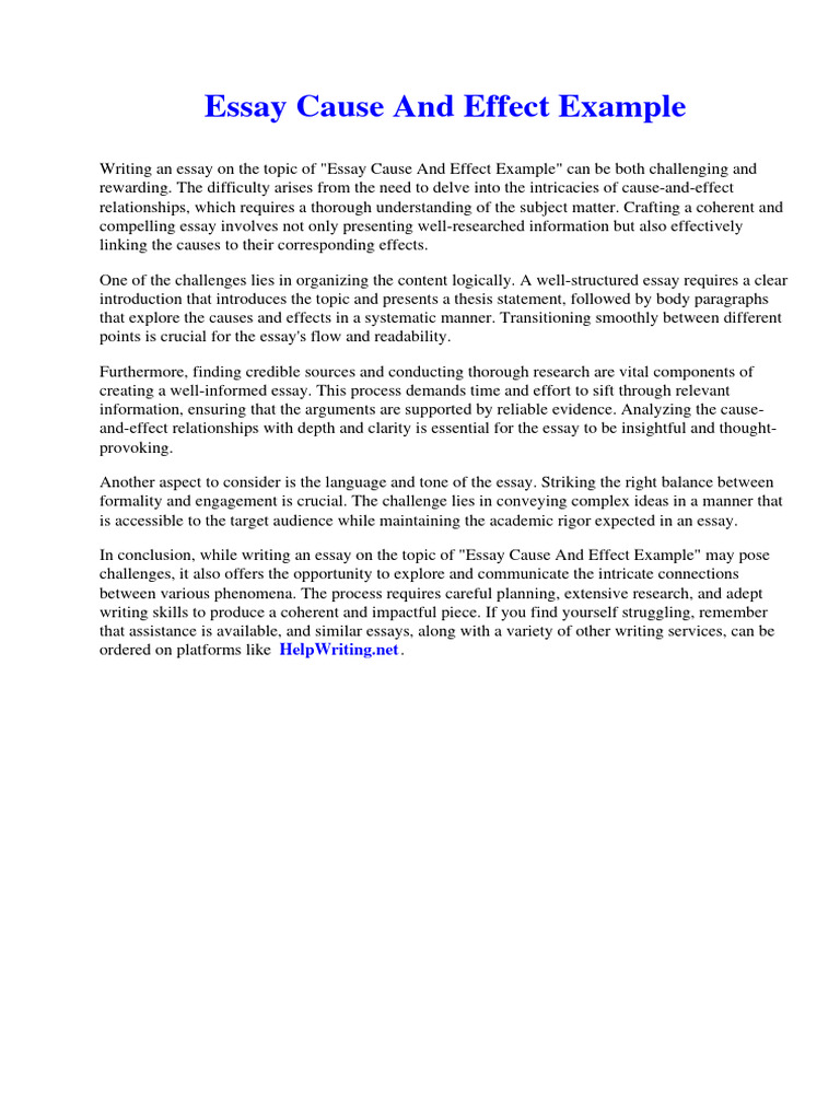 Essay Cause and Effect Example | PDF | Magnetism | Essays