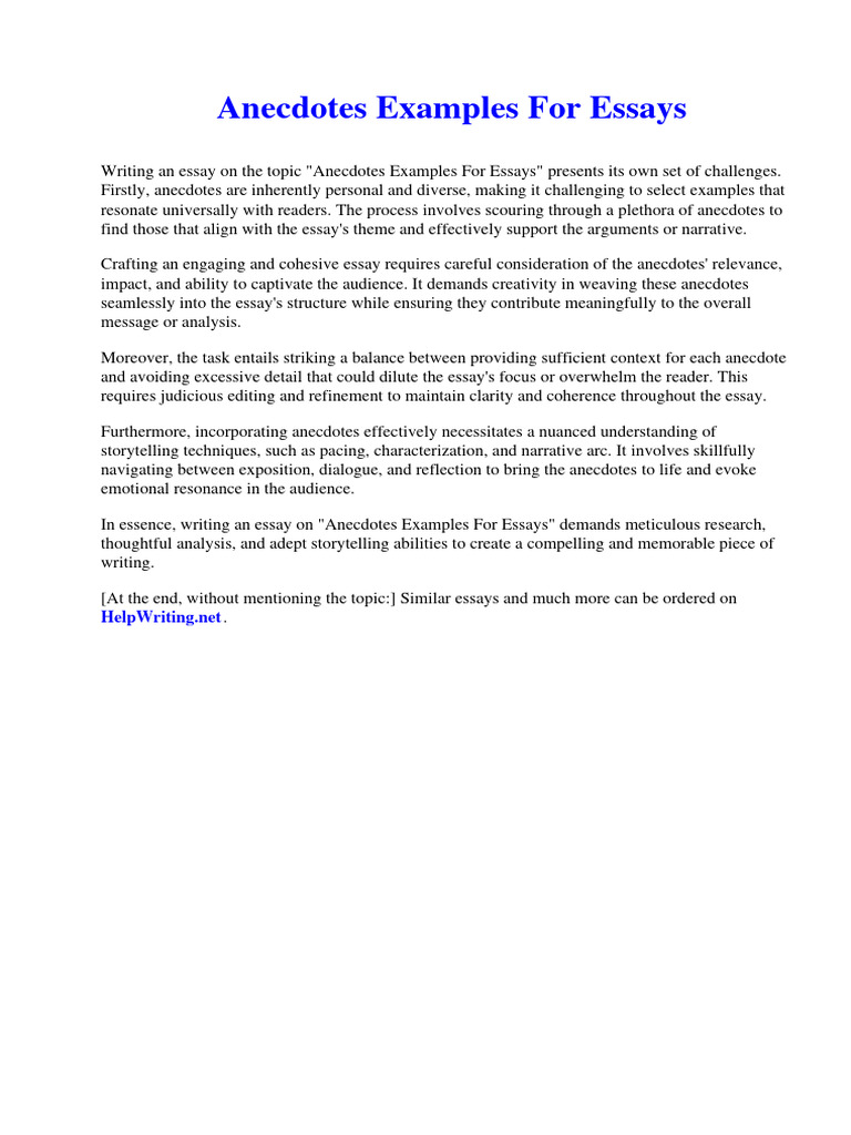 Anecdotes Examples For Essays | PDF | Essays | Narrative