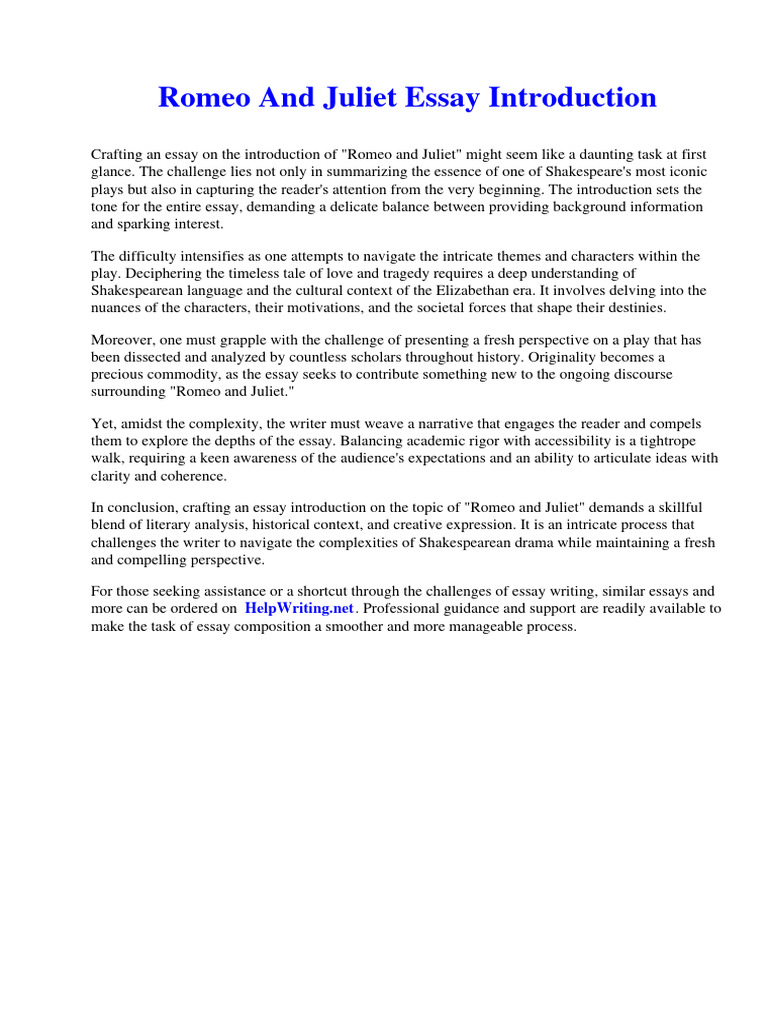 Romeo and Juliet Essay Introduction | PDF | Atlanta Falcons | American ...