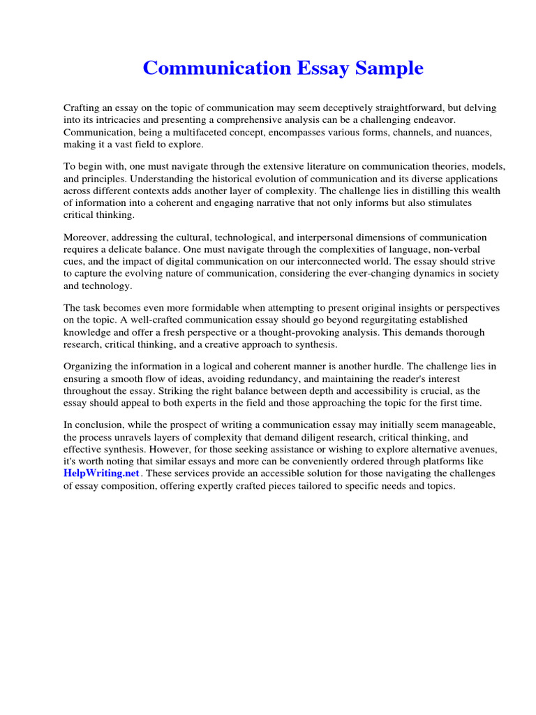 Communication Essay Sample | PDF | Communication | Glucose