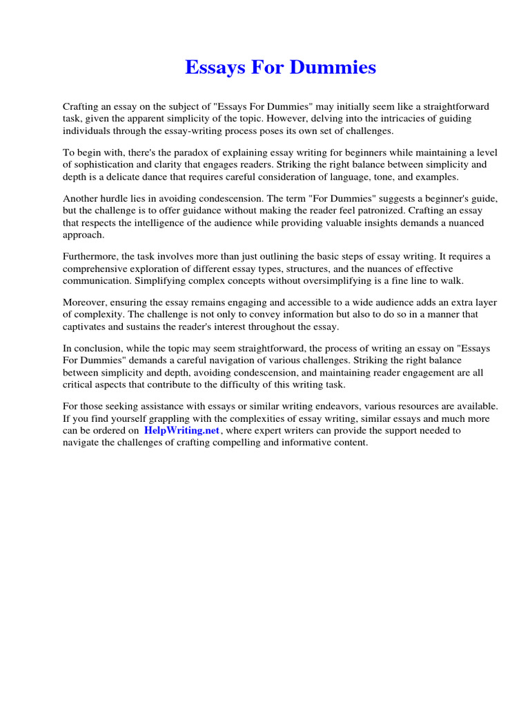 Essays For Dummies | PDF | Mole (Unit)