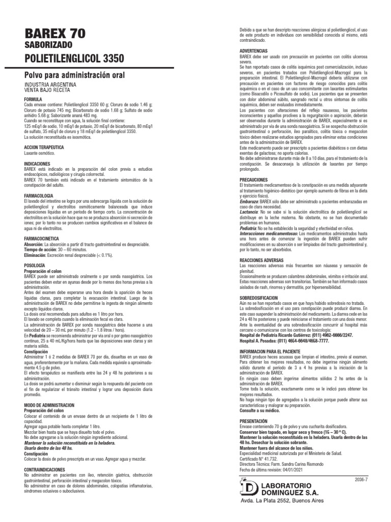 Barex 70 | Descargar gratis PDF | Medicamentos con receta | Medicina