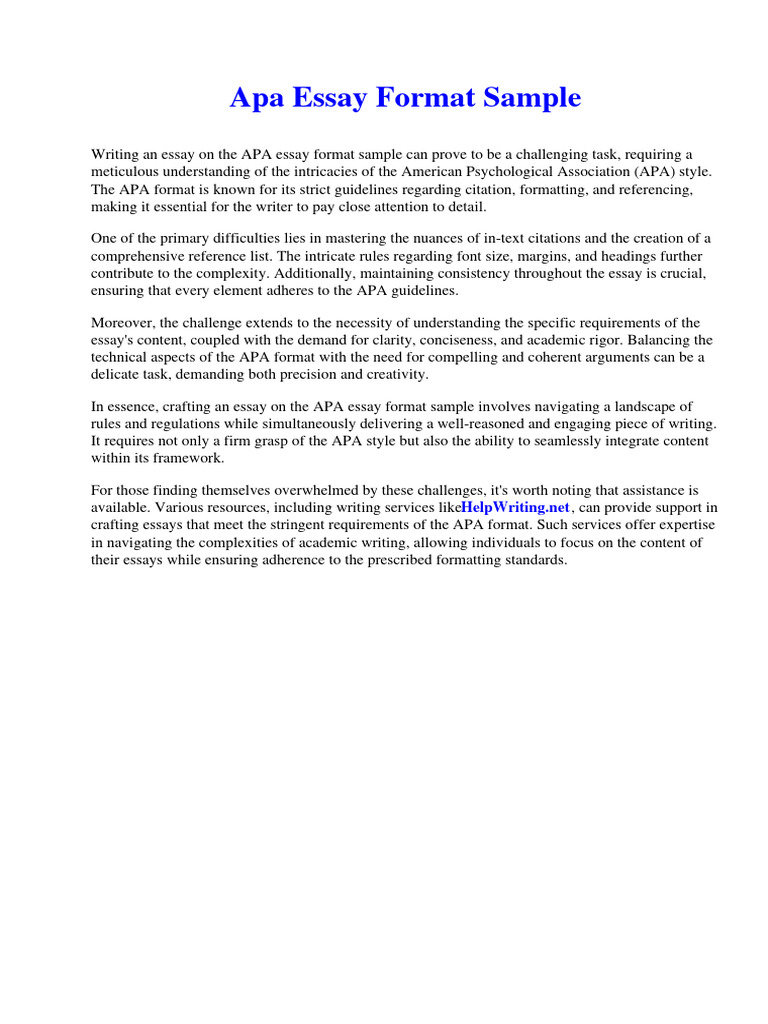 Apa Essay Format Sample | PDF | Apa Style | Hospital