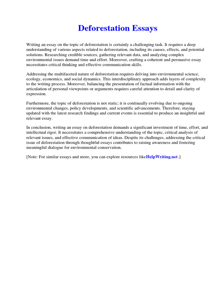 Deforestation Essays | PDF | Louisiana Purchase