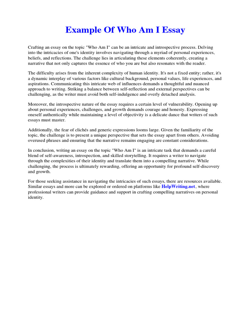 Example of Who Am I Essay | PDF | Mental Disorder | Major Depressive ...