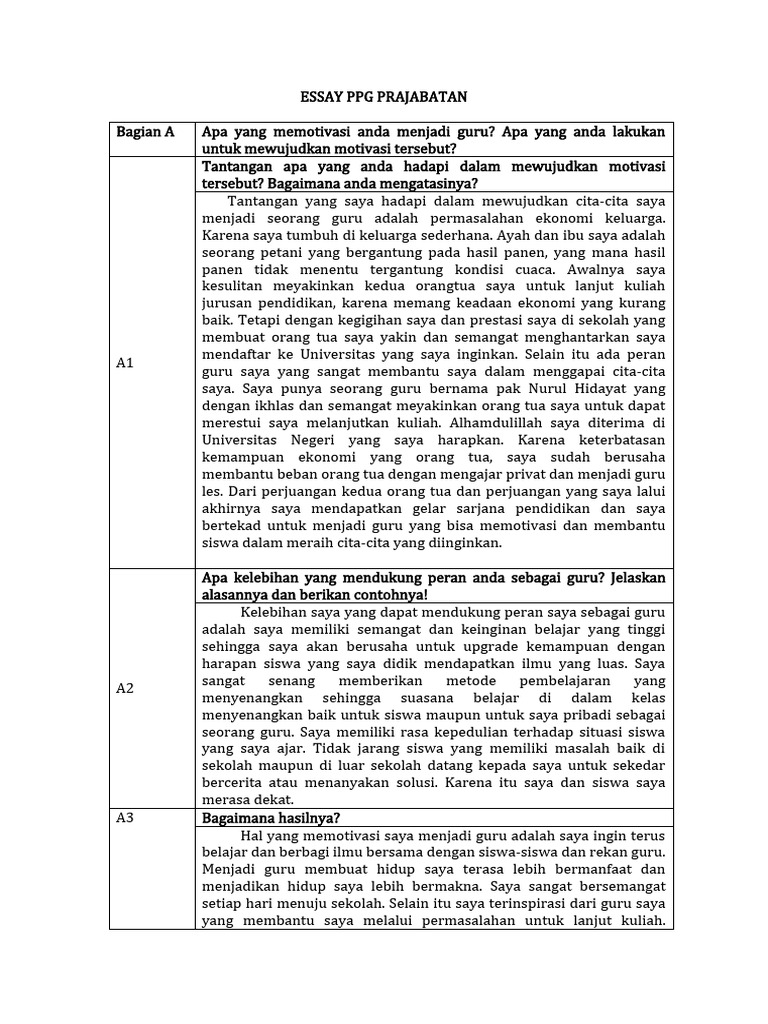 Essay PPG Prajabatan | PDF