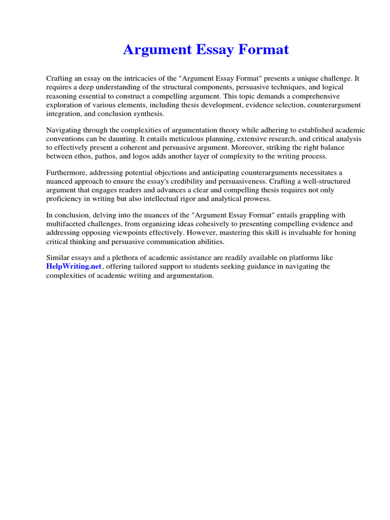 Argument Essay Format | PDF | Symposium (Plato) | Essays