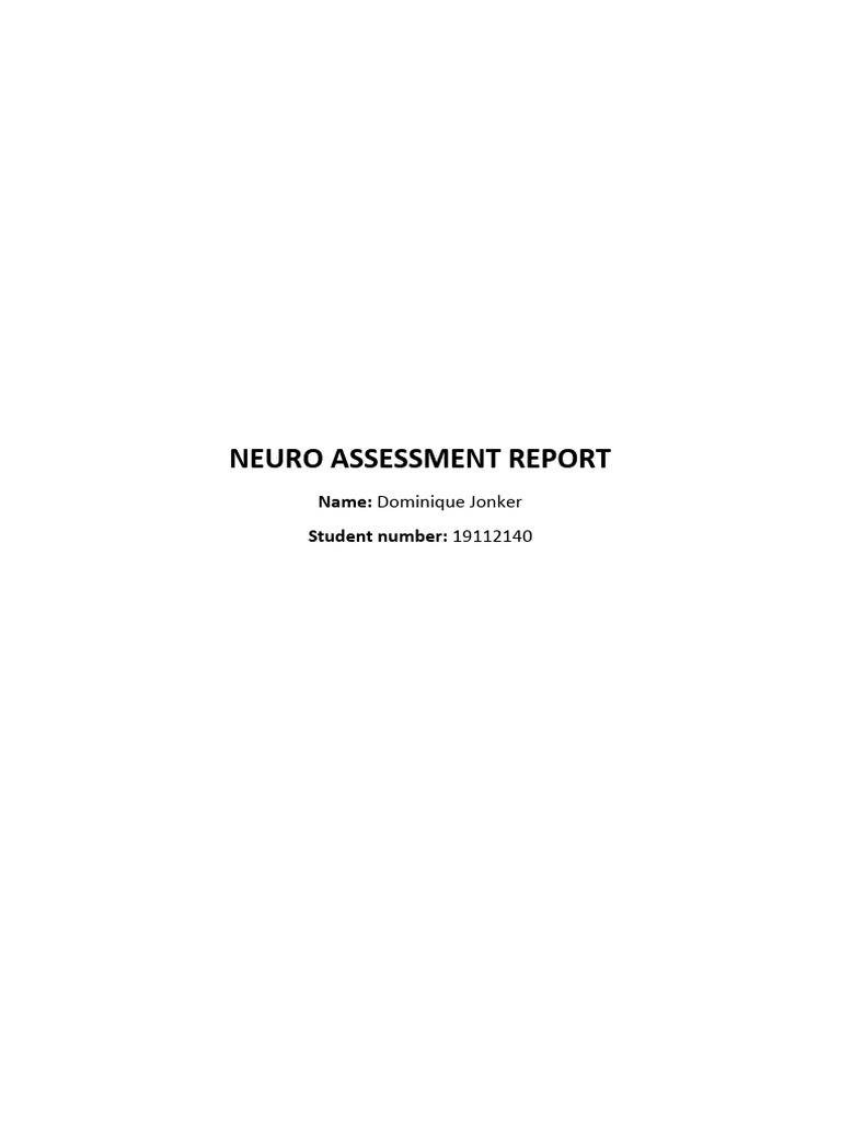 Neuro Assessment Report | PDF | Stroke | Ischemia