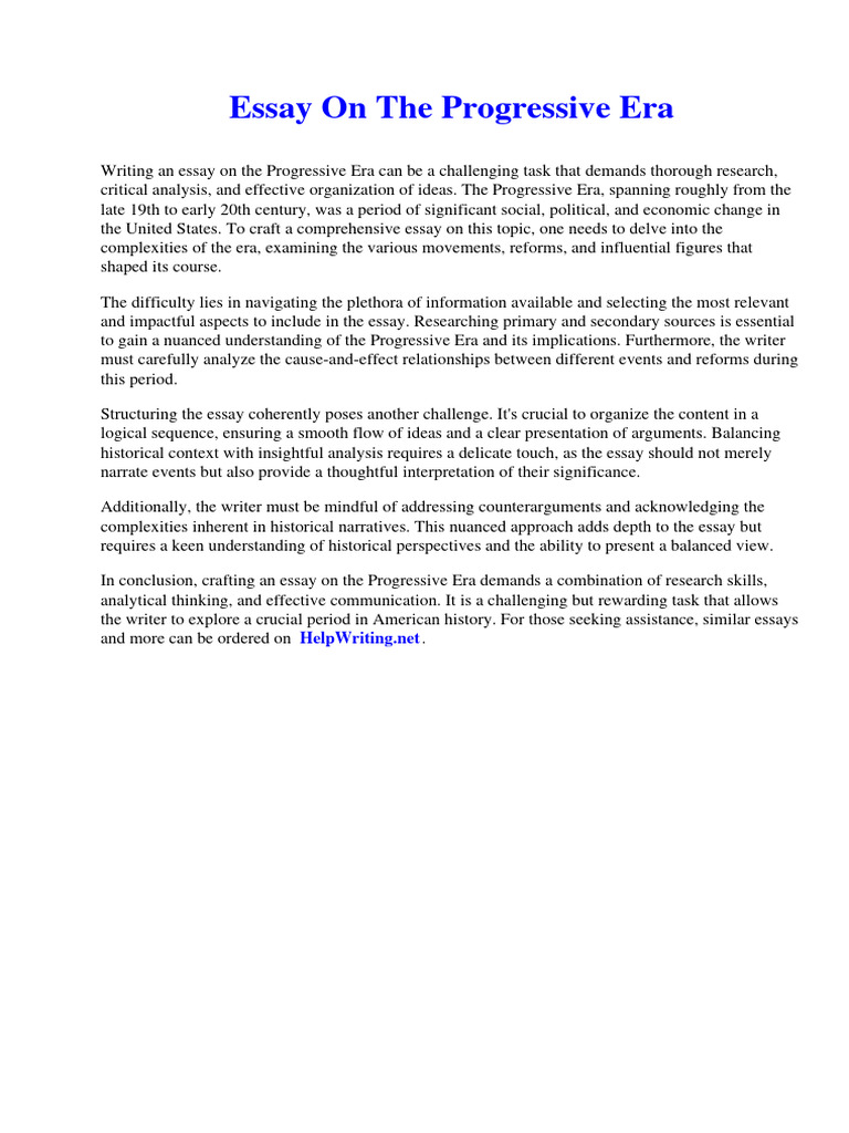 Essay On The Progressive Era | PDF | Essays | Henry Iv, Part 1