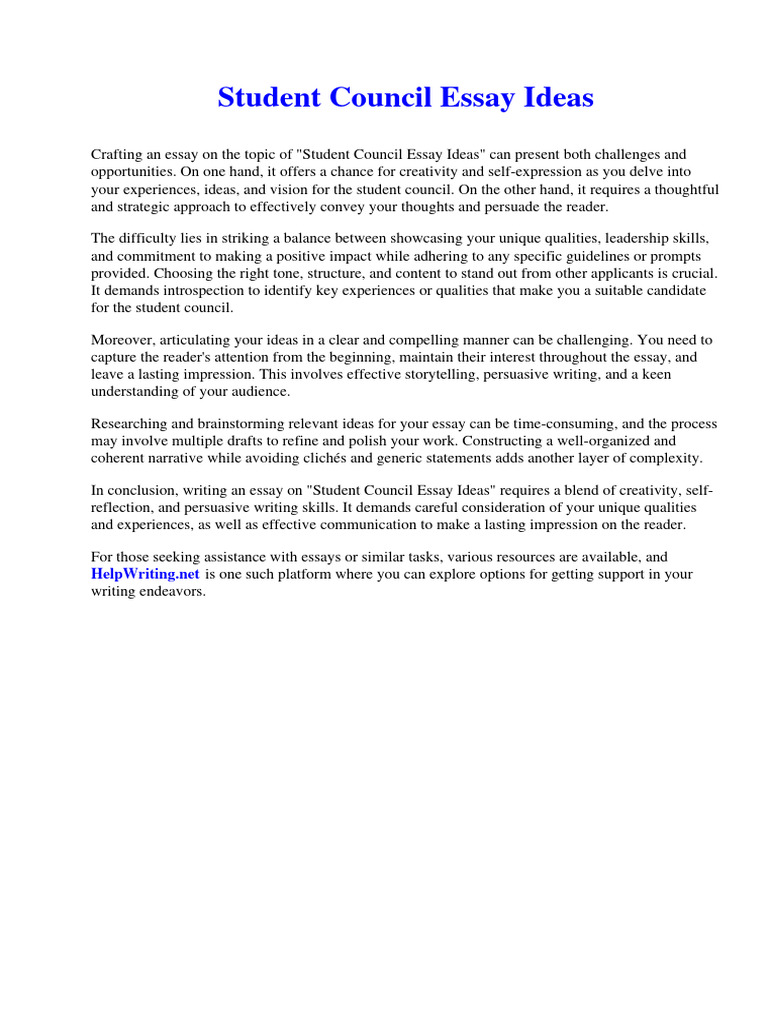 Student Council Essay Ideas | PDF | Bitcoin | Progressivism