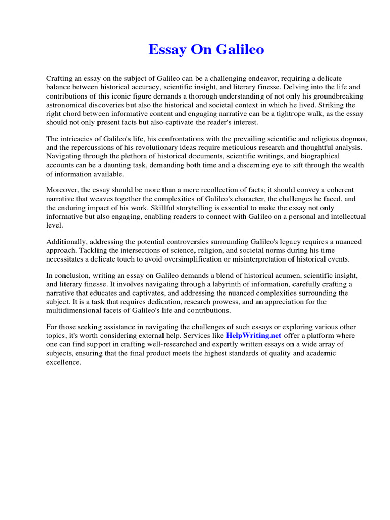 Essay On Galileo | Download Free PDF | Galileo Galilei | Essays