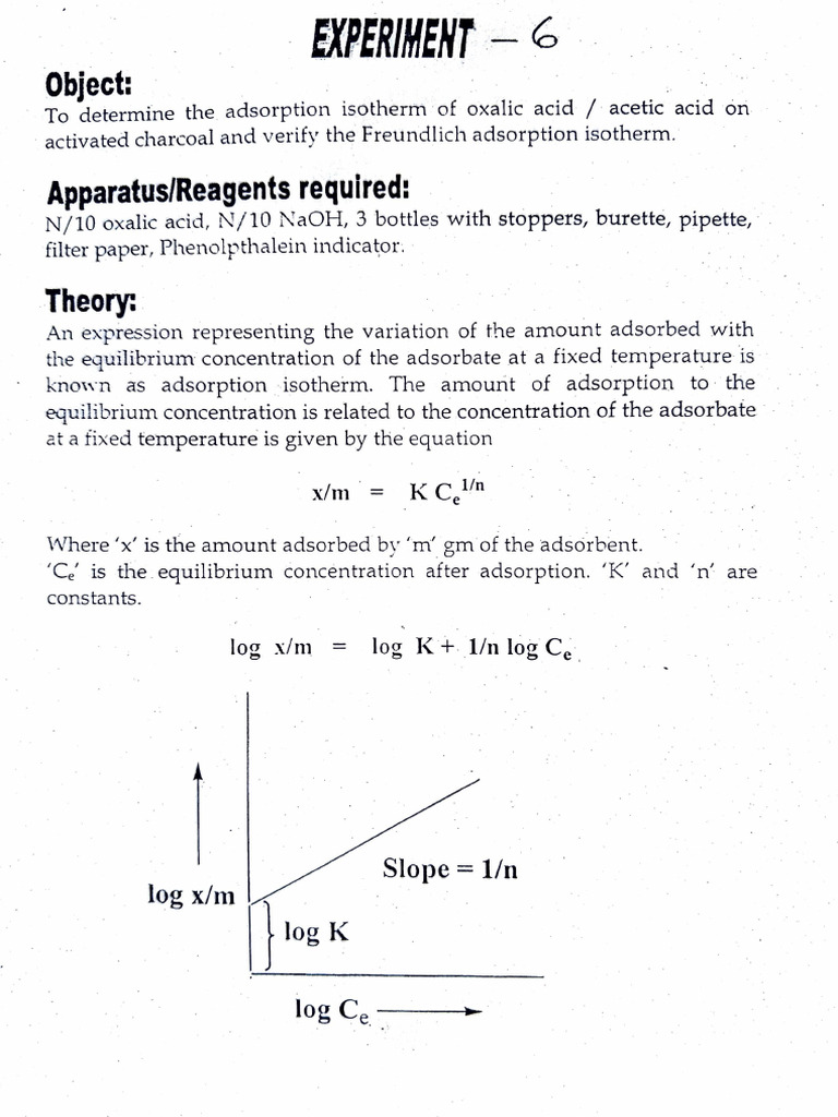 Adsorption Isotherm Exp | PDF | Adsorption | Chemical Process Engineering