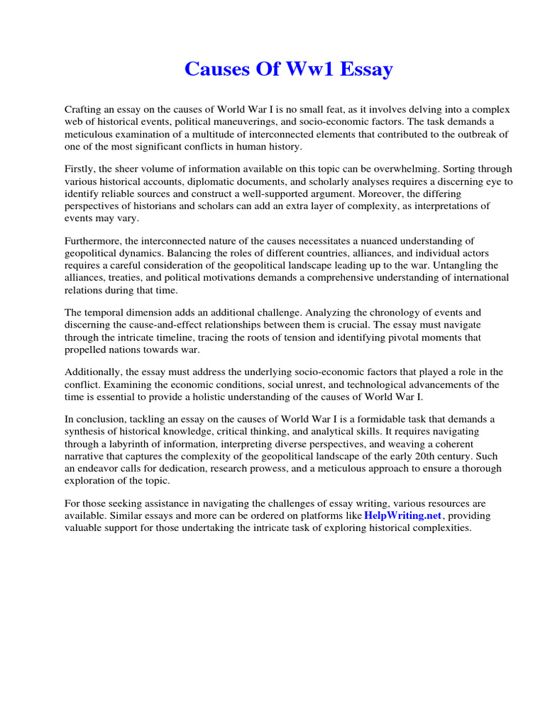 Causes of Ww1 Essay | PDF | Photodissociation | Biochemistry
