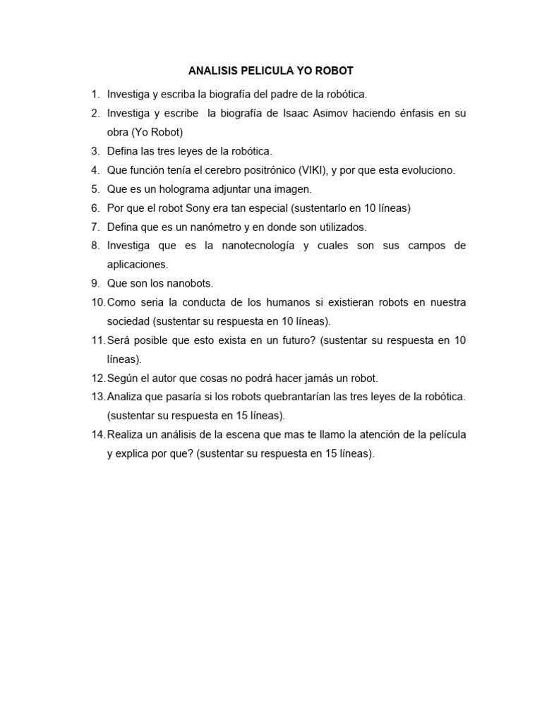 Analisis Pelicula Yo Robot Pdf
