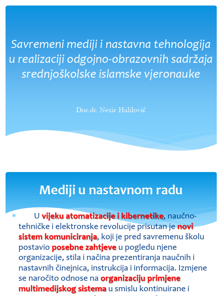 Savremeni Mediji I Nastavna Tehnologija U Realizaciji Odgojno ...