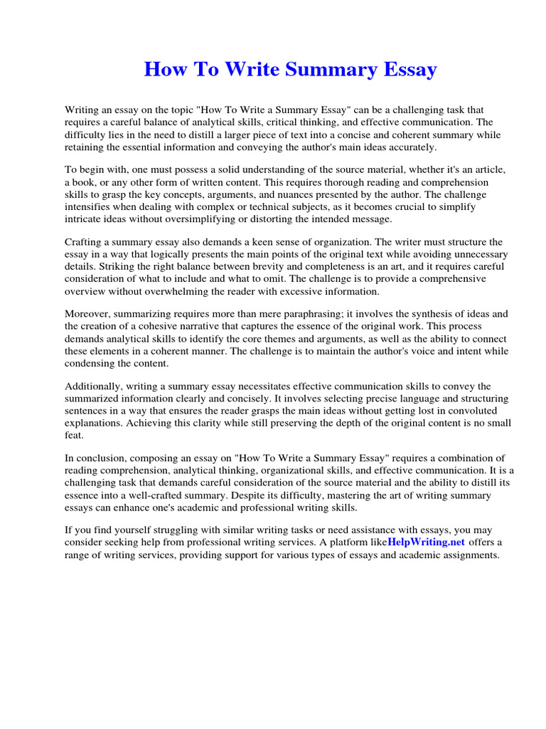 How to Write Summary Essay | PDF | Pneumonia | Asthma