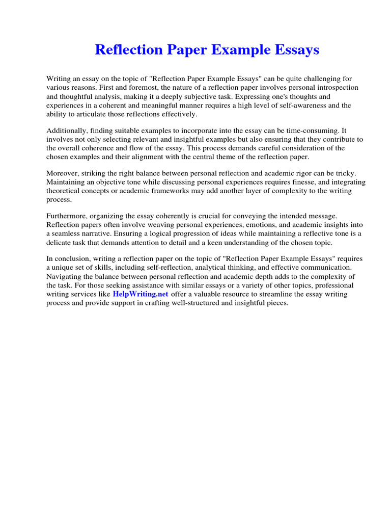 Reflection Paper Example Essays | PDF | Essays | Thought
