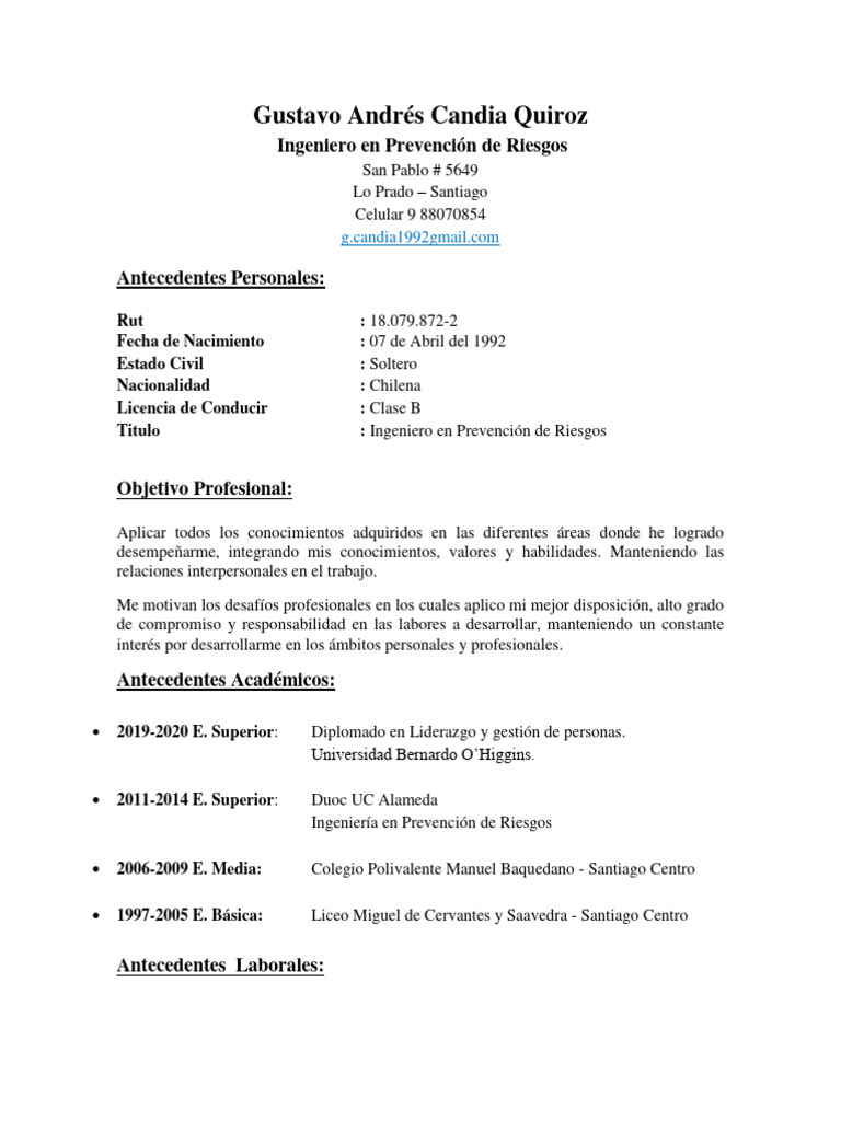 Gustavo Candia CV | PDF