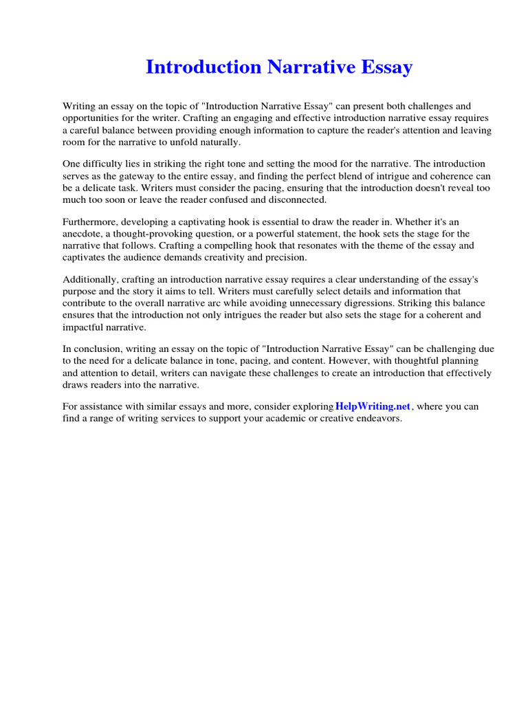 Introduction Narrative Essay | PDF