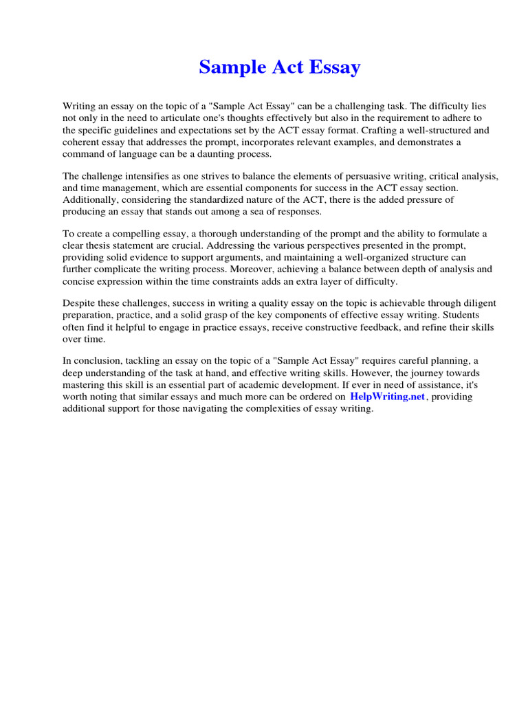 Sample Act Essay | PDF | Castle | Essays