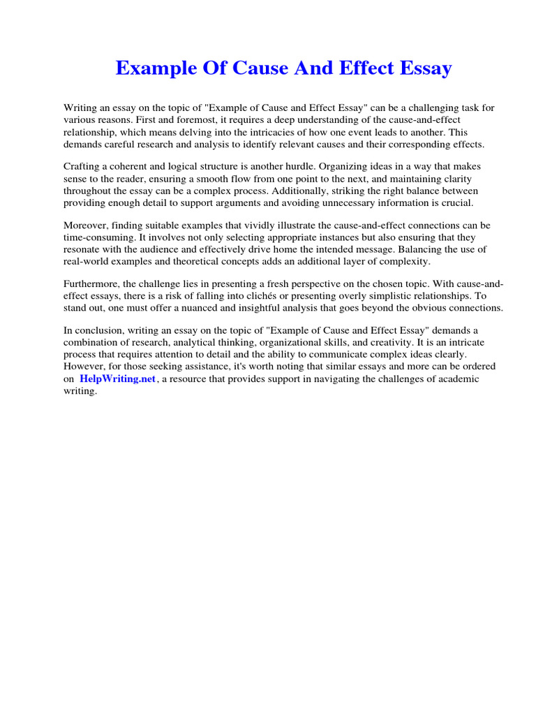 Example of Cause and Effect Essay | PDF | Market (Economics) | Anthropology