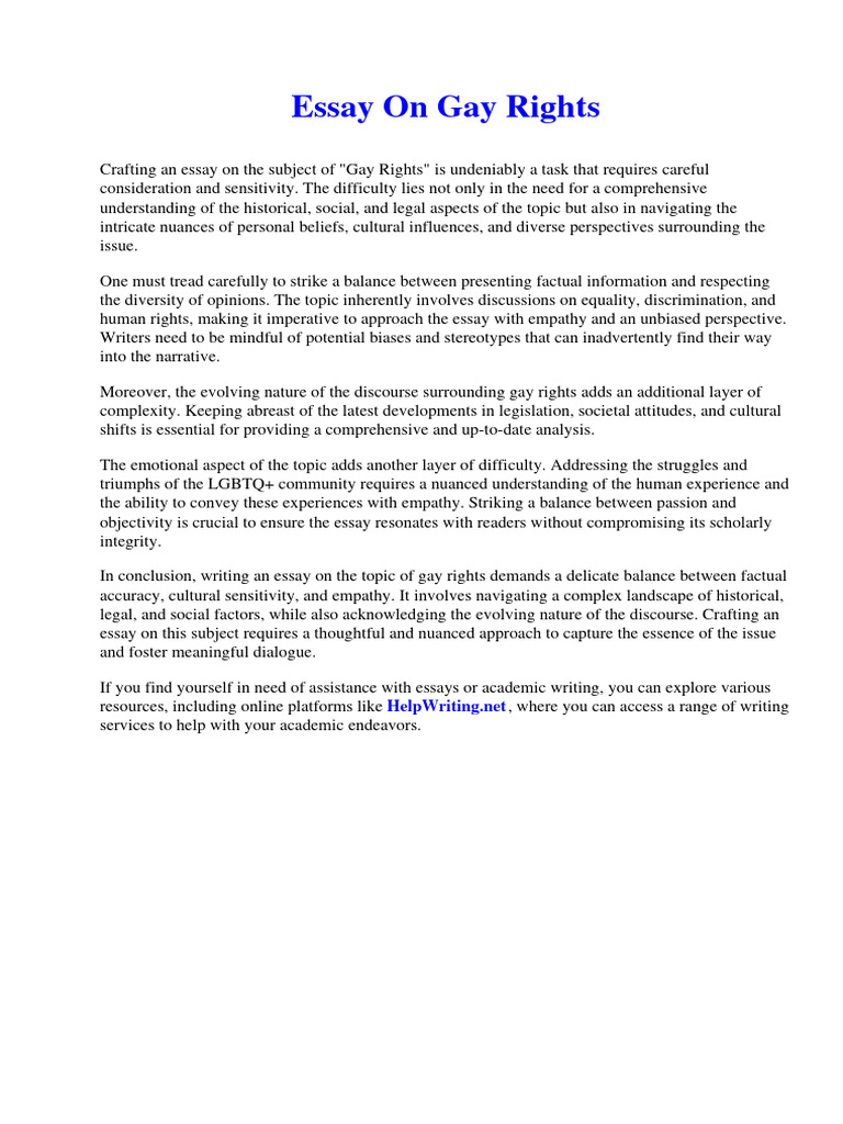 Essay On Gay Rights | PDF