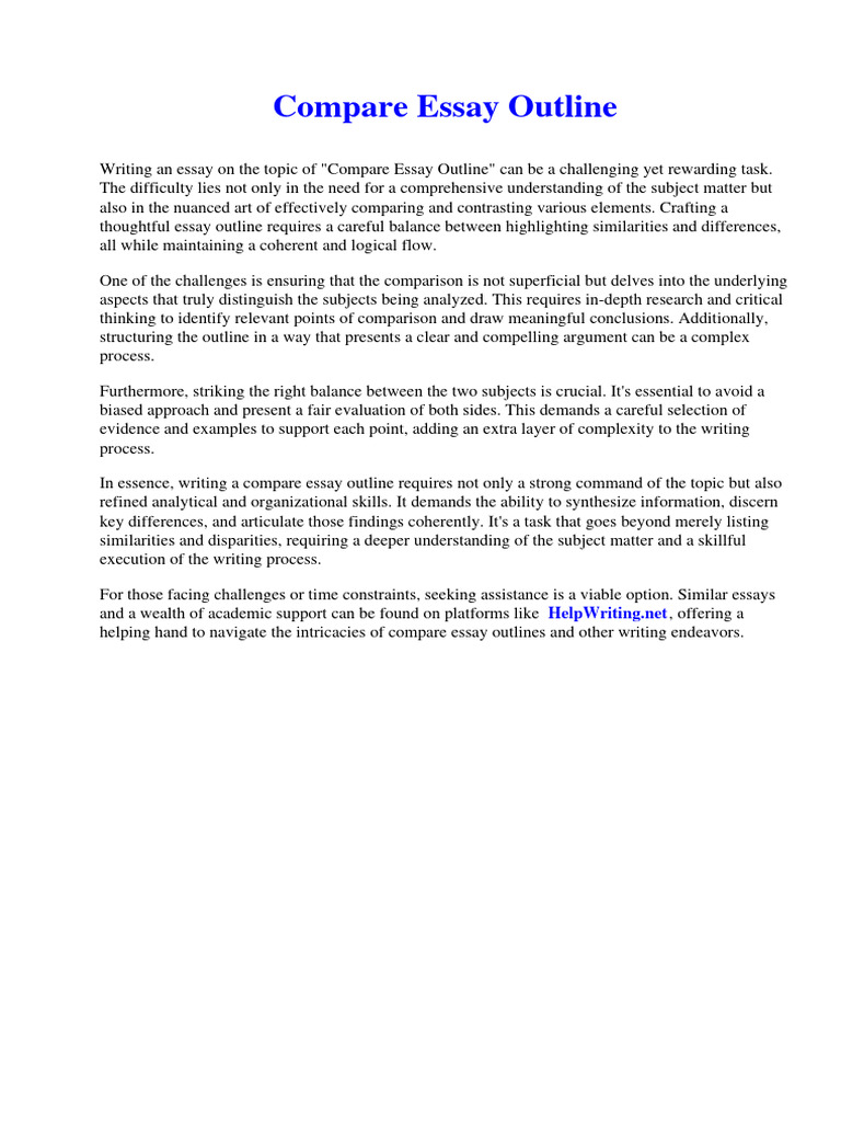 Compare Essay Outline | PDF | Essays | Illusion