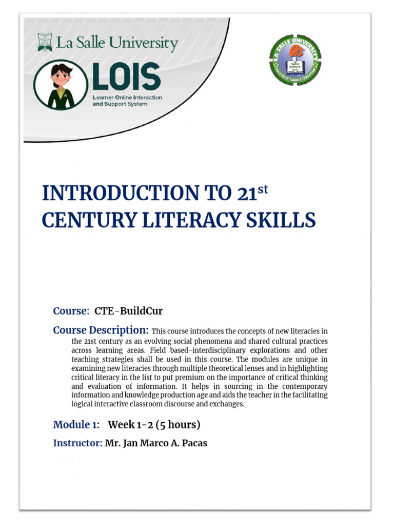 Learning Module 1 | PDF | Literacy | Knowledge