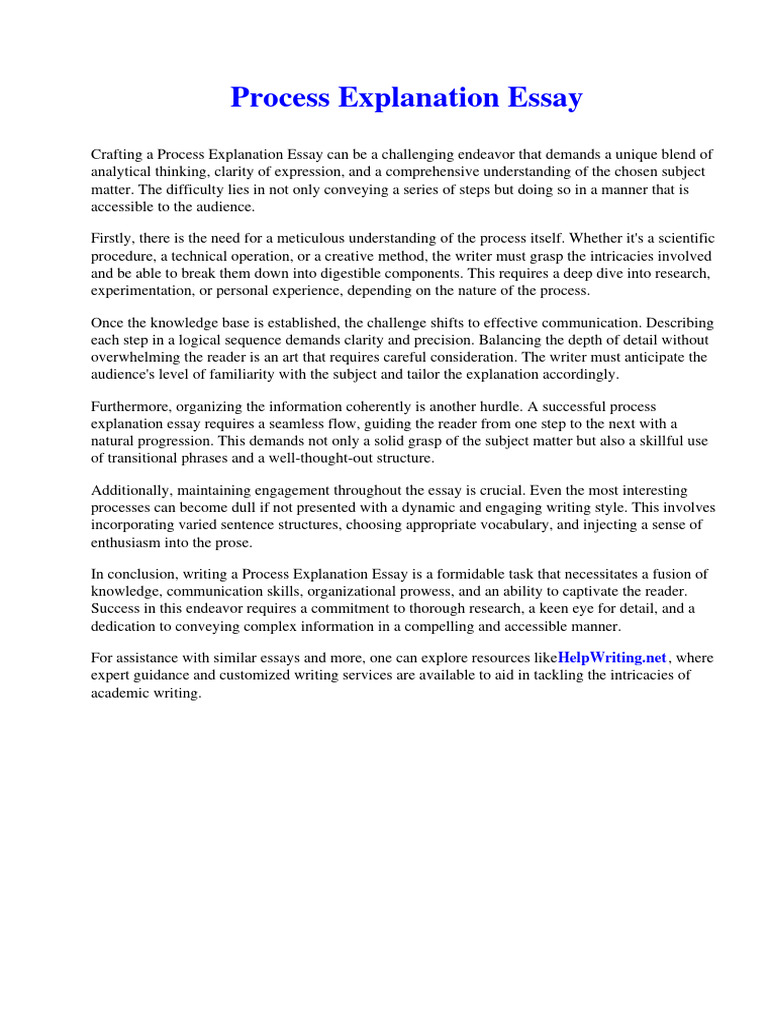 Process Explanation Essay | PDF | Essays | Communication
