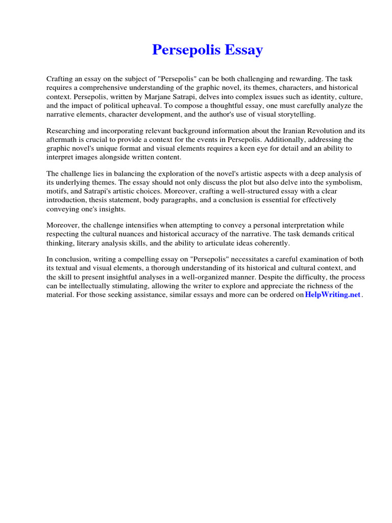 Persepolis Essay | PDF | Essays | New Deal