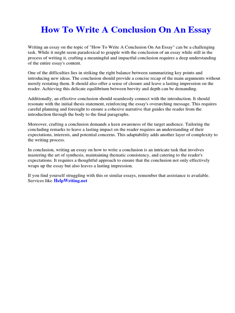 How To Write A Conclusion On An Essay | PDF | Alexander The Great ...