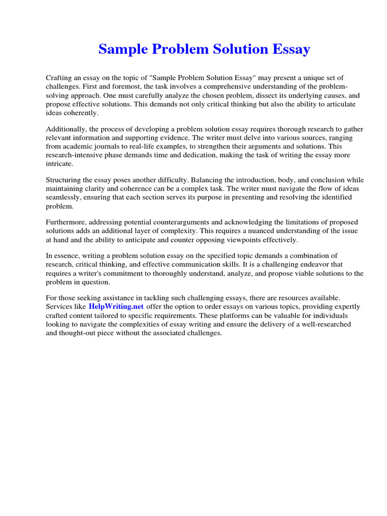 Sample Problem Solution Essay | PDF | Bridge | Essays