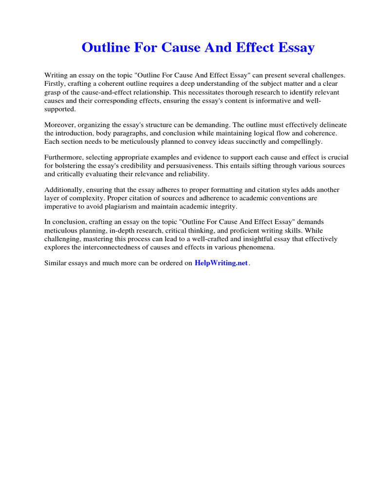 Outline for Cause and Effect Essay | PDF | Archery | Essays