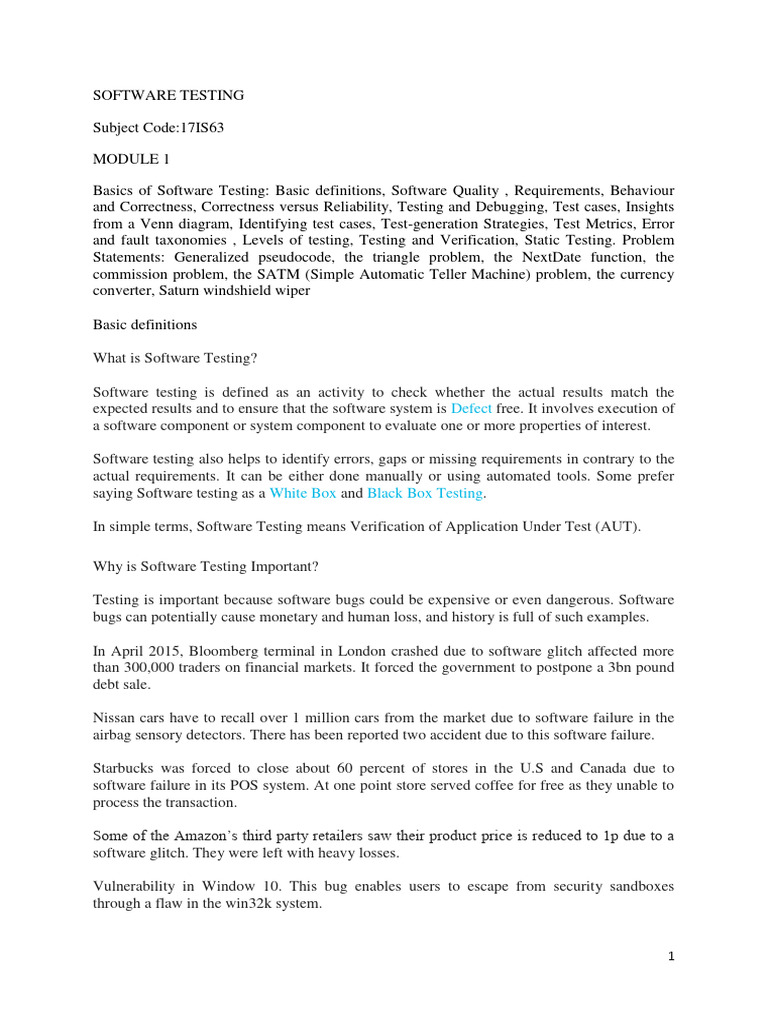 ST Module 1 | PDF | Software Testing | Performance Indicator