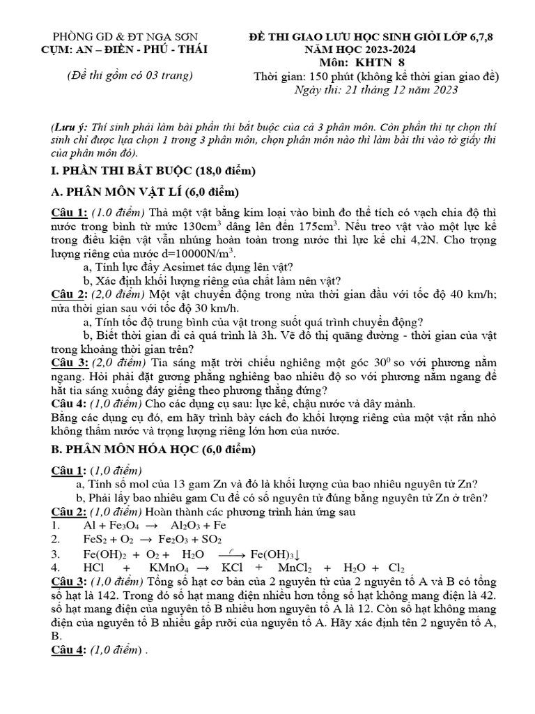 (ĐỀ ĐA) HSG KHTN 8 - PHÒNG GD & ĐT NGA SƠN.doc · phiên bản 1 | PDF