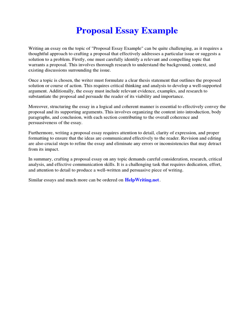 Proposal Essay Example | PDF | Essays | Dust Bowl