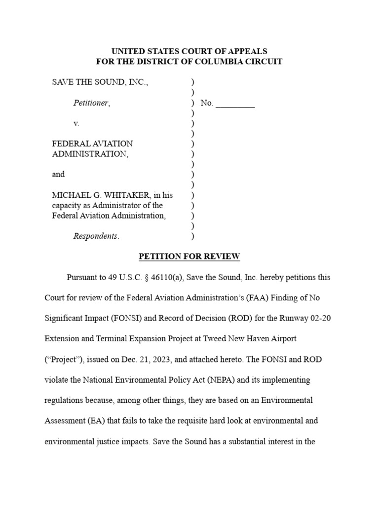 Tweed FAA Decision Petition For Review 2024-02-14 | PDF | National ...