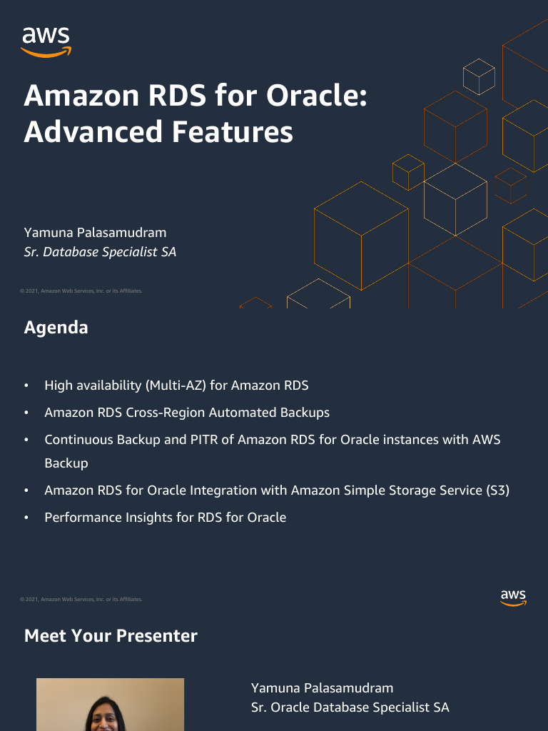 Amazon RDS For Oracle Advanced Features | PDF | Backup | Amazon Web ...