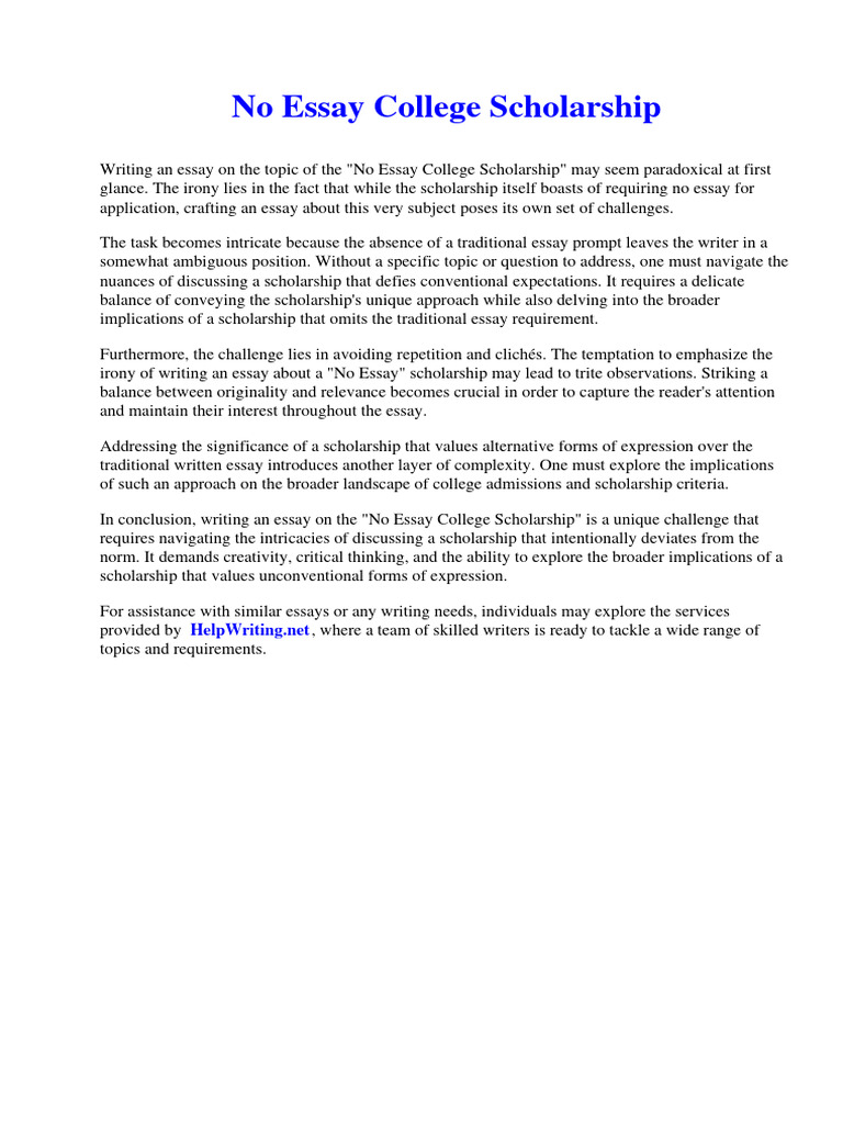 No Essay College Scholarship | PDF | To The Lighthouse | Peace