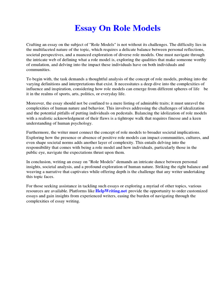 Essay On Role Models | PDF | Divergent (Novel)